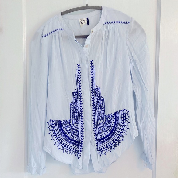 Anthropologie | Tops | Iris Embroidered Button Down Shirt By Akemi Kin ...